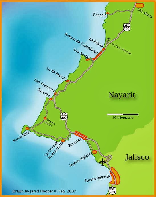 Louise Le Bourdais: CARTE DE LA RÉGION, LO DE MARCOS, MEXIQUE
