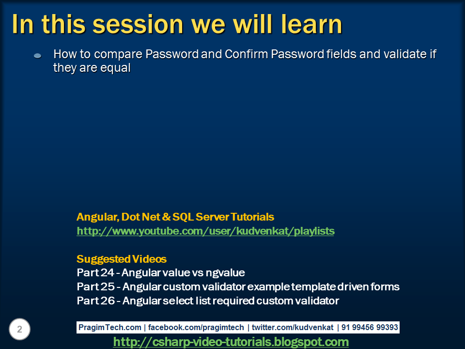 Sql Server Net And C Video Tutorial Angular Password And Confirm Password Validation Slides