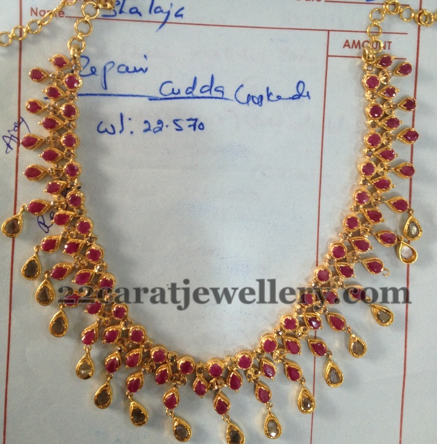 Ruby Uncut Broad Necklace - Jewellery Designs