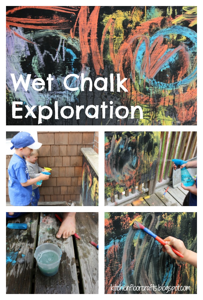 Kitchen Floor Crafts: Wet Chalk Exploration
