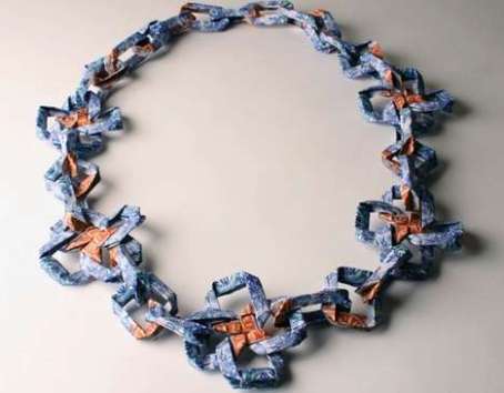 origami paper neck chain 3D ~ easy instructions to origami