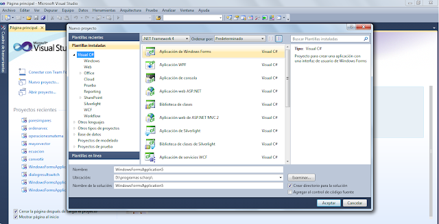 Tu AULA C#: INTERFAZ DE VISUAL ESTUDIO 2010