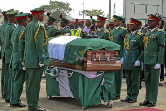 Late Ojukwu's remains arrive Nigeria, receives full military honour