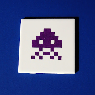 The Craftinomicon: Painted Tiles: Space Invaders Coasters