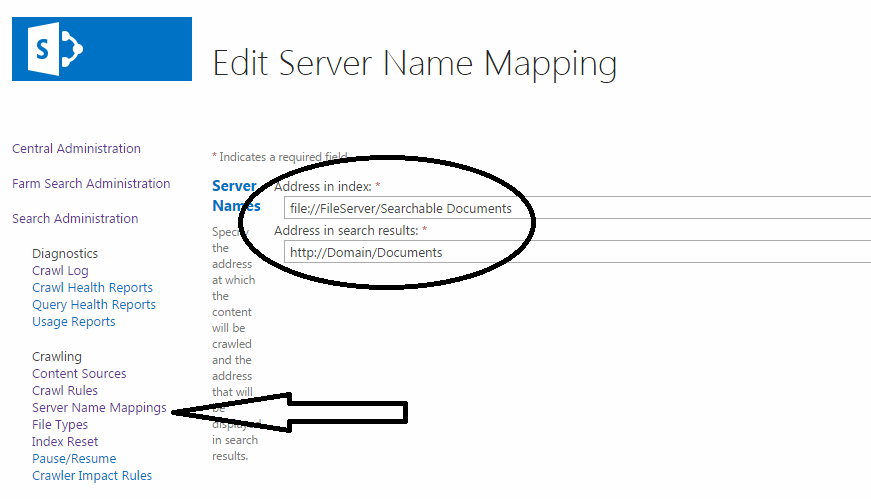 Server Name Mappings in SharePoint Search