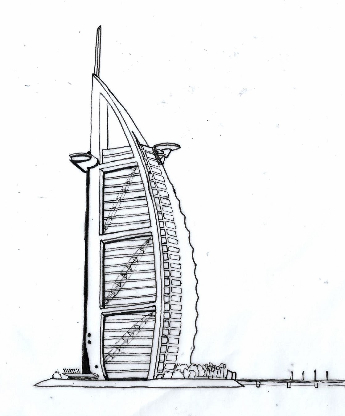 Burj Al Arab Pencil Coloring Pages