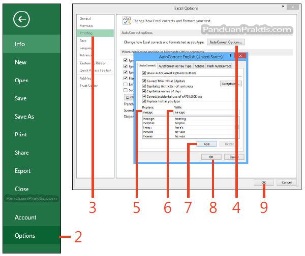 Cara Membuat Dan Menghapus Entry Autocorrect Di Excel 2013