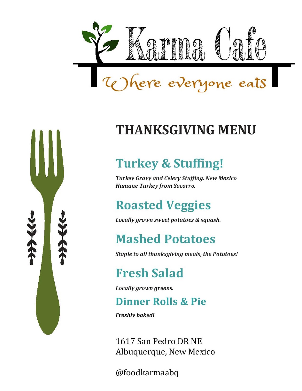 Bread New Mexico Blog: Karma Cafe Offers "Pay as You Feel" Thanksgiving ...