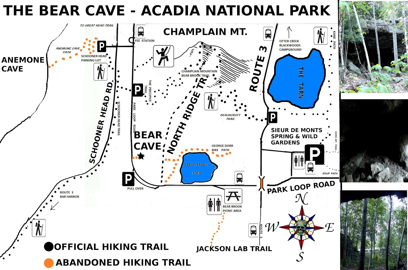 OLD MAPS OF ACADIA NATIONAL PARK: MAP OF BEAR CAVE - ACADIA NATIONAL PARK