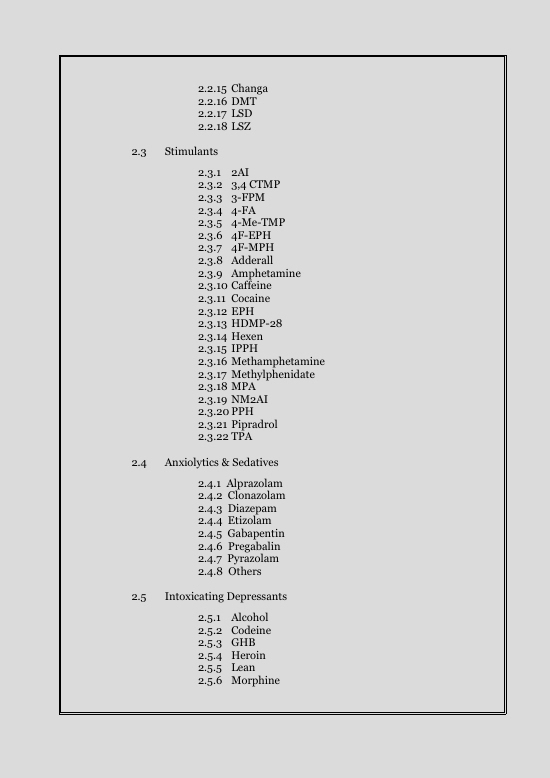 CONTENTS ~ The Drug Users Bible