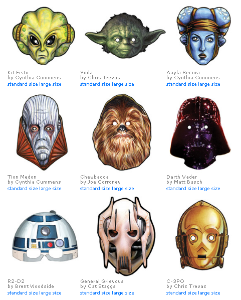 Fashion and Action: Instant Star Wars Masquerade Ball - Paper Masks PDFs