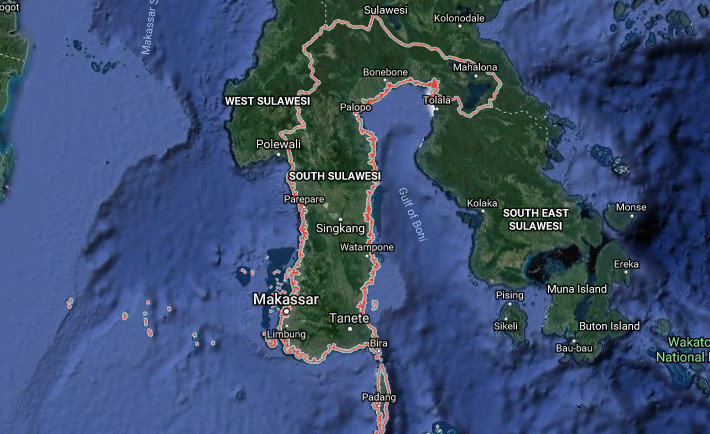 Peta Sulawesi Selatan Lengkap HD (Google Map)
