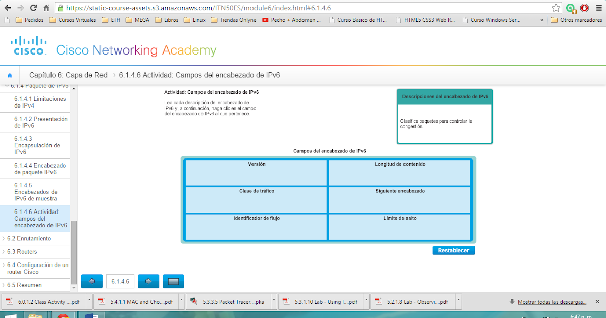 CISCO CCNA 1 v5.0: 6.1.4.6 Laboratorio