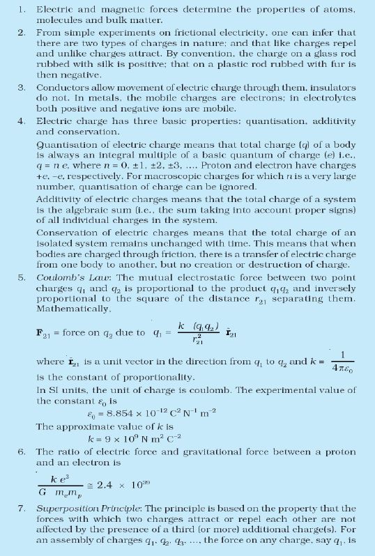 DMR'S PHYSICS NOTES: ELECTRIC CHARGES AND FIELDS: Summary NCERT