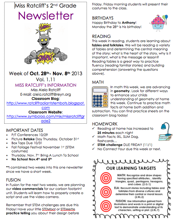 Miss Ratcliff's 2nd grade Scientists: Weekly Newsletters