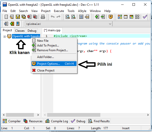 Tutorialku: Menyambungkan Freeglut dengan Dev C++