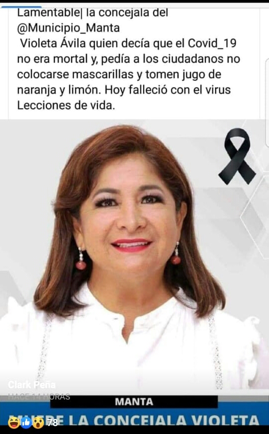 El mexiquense Hoy: Muere en Ecuador Violeta Avila por COVID 19 quien ...