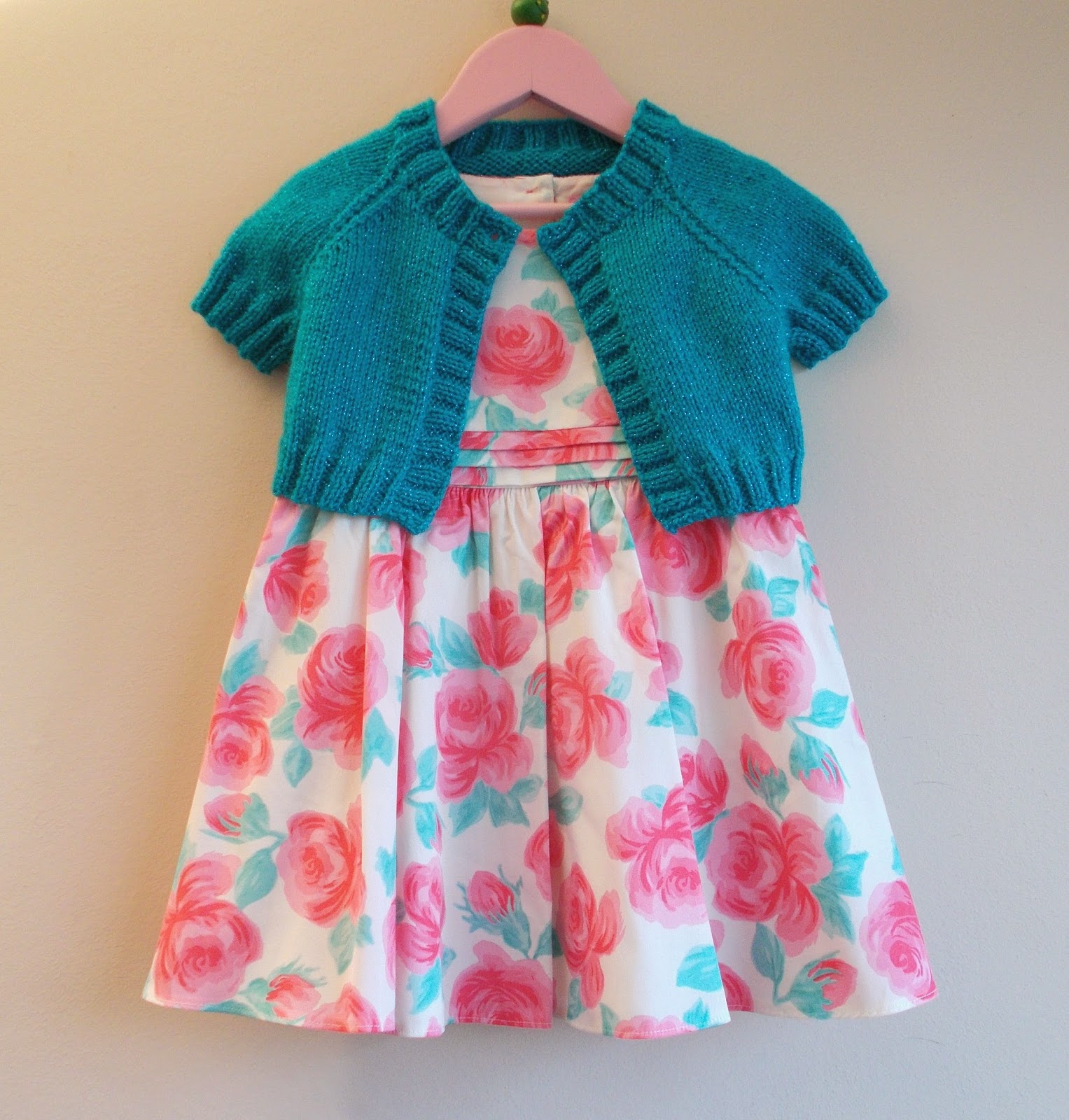 Marianna's Lazy Daisy Days: Turquoise Sparkle Girl's Short Cardi / Shrug
