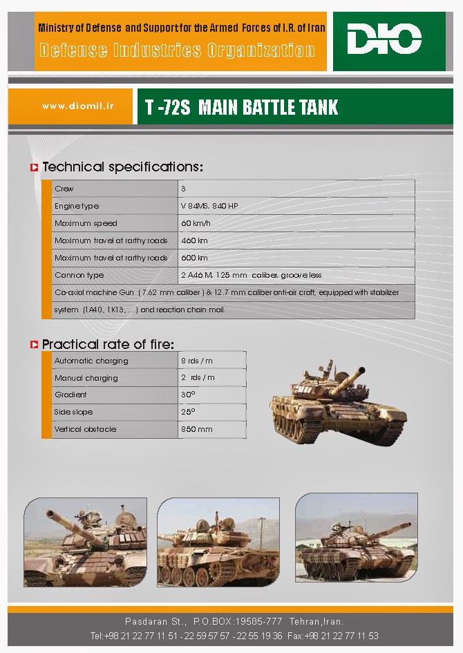 Details of Modernized Iranian T-72 Main Battle Tank (MBT) | Global ...