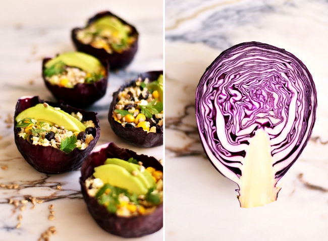 Sweet Gula: Wraps de Couve Roxa com Quinoa, Feta e Abacate