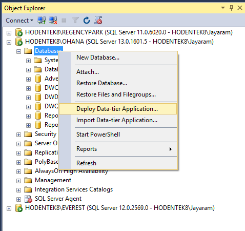 HodentekMSSS: Importing a data-tier application to SQL Server 2016