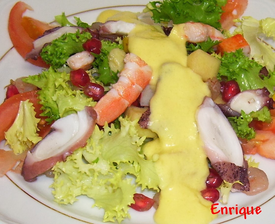 LA COCINA DE ENRIQUE: ENSALADA DE MARISCOS CON SALSA DE MANGO