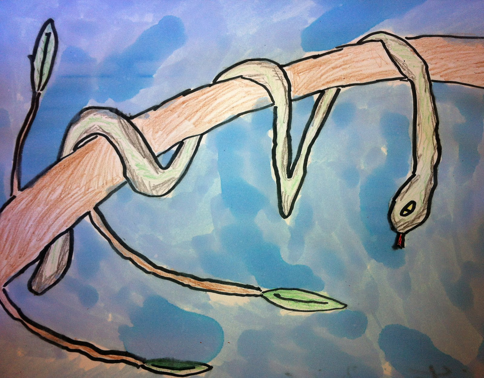 Sacred Heart art room: Snakes on a tree branch