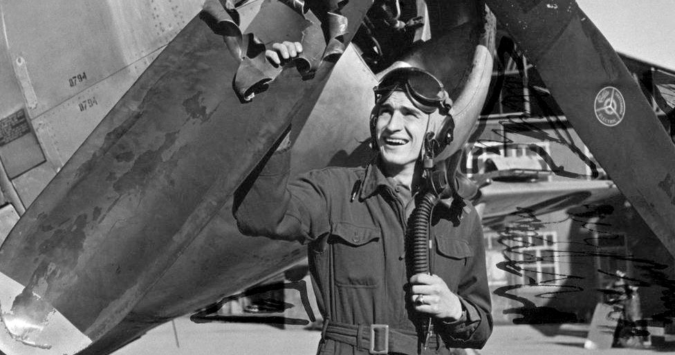 Just A Car Guy: Lt Edwin Wright shows off the damage to his P-47 ...