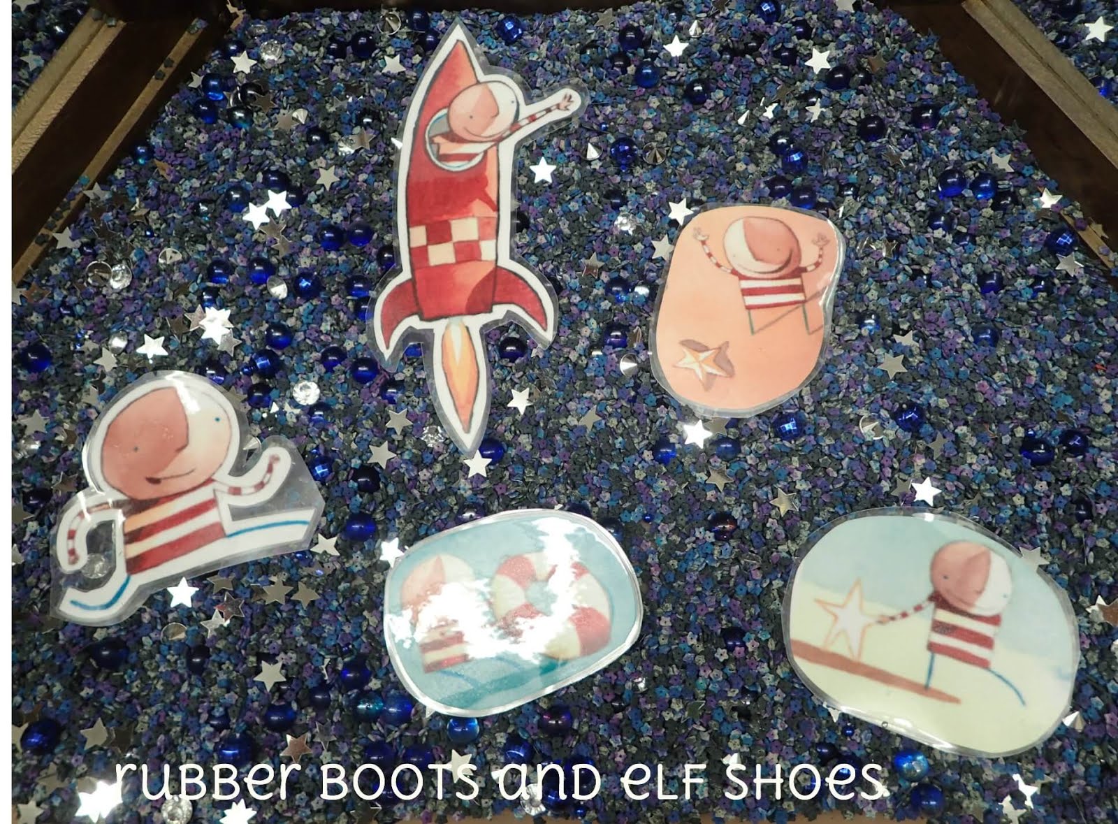 How to Catch a Star: read and sensory play - rubber boots and elf shoes