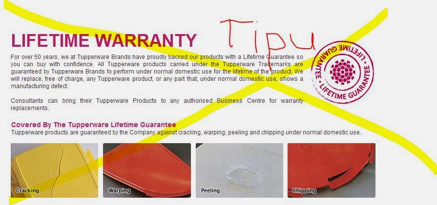 Tupperware lifetime warranty betul ke?