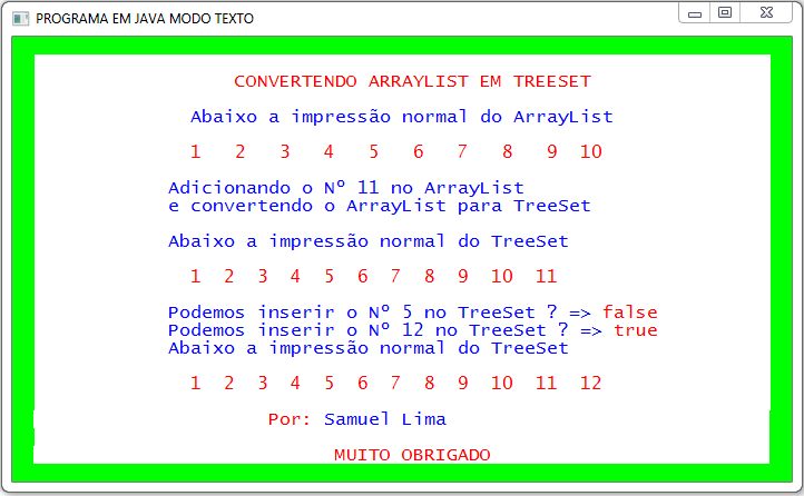 Samuel Lima - Programador C/C++/Java: Convertendo ArrayList em TreeSet