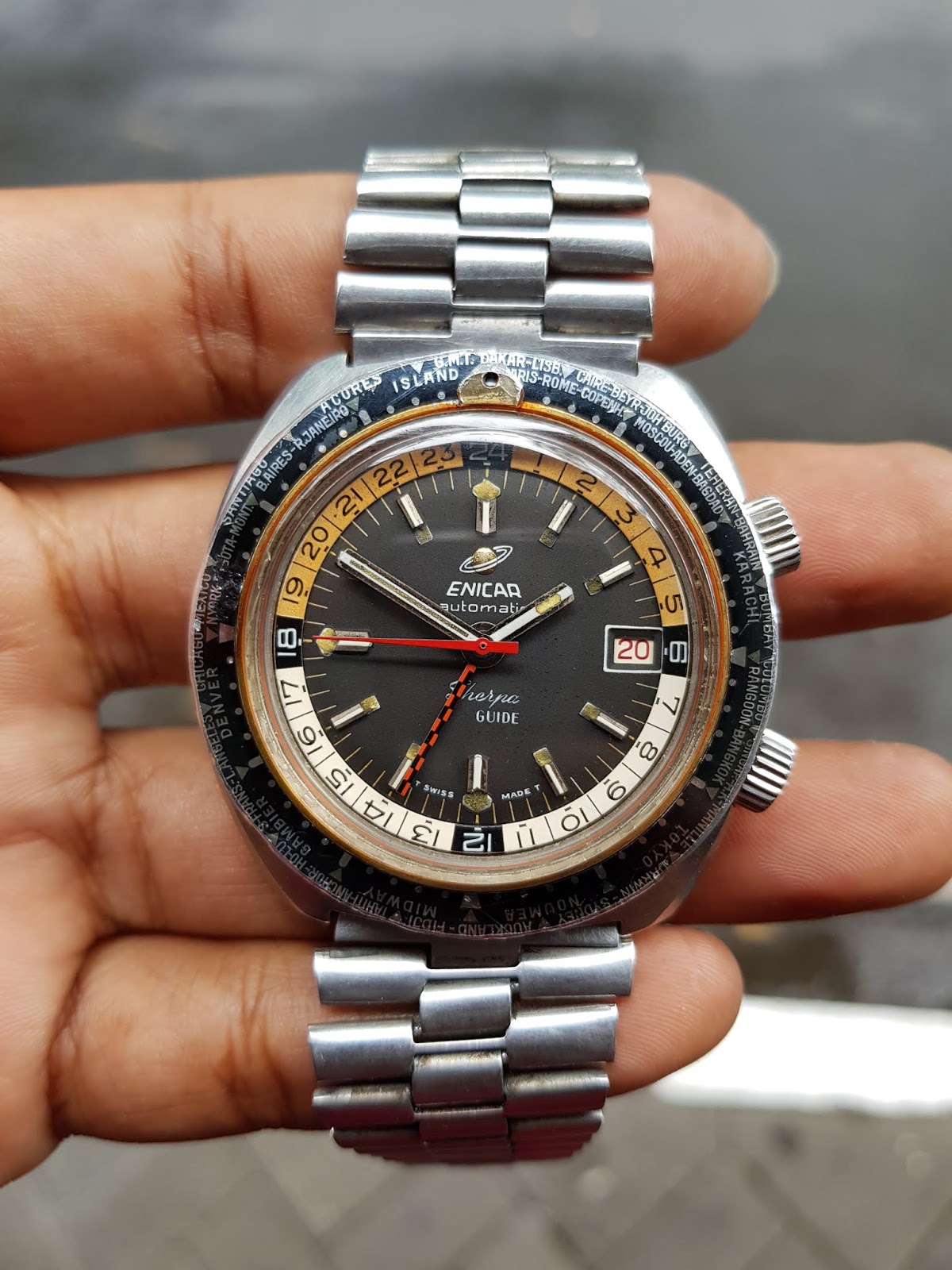 One Arloji: Enicar Automatic Sherpa Guide Short Lugs Sold