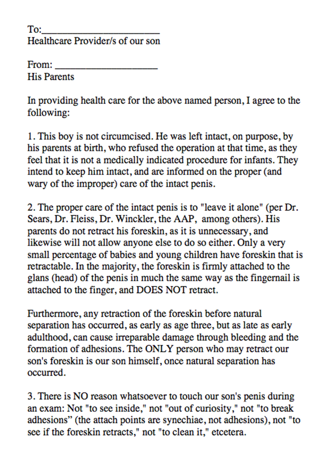 peaceful parenting: Intact Care and No Retraction Agreement