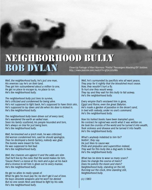 Henoch´s Christen-Zionisten Blog: Neighborhood Bully (Bob Dylan ...