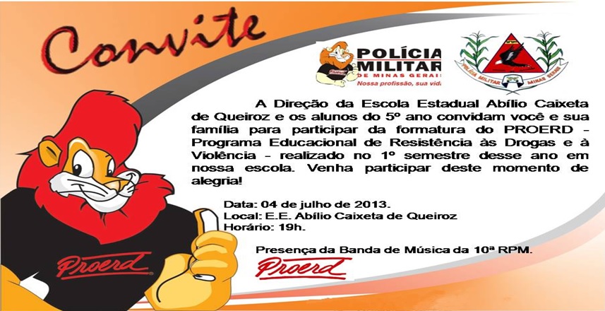 E.E. Abílio Caixeta de Queiroz: Convite de Formatura do PROERD