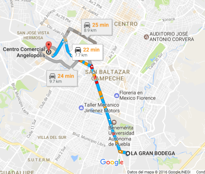 English1: How to get from La Gran Bodega to Angelopolis.