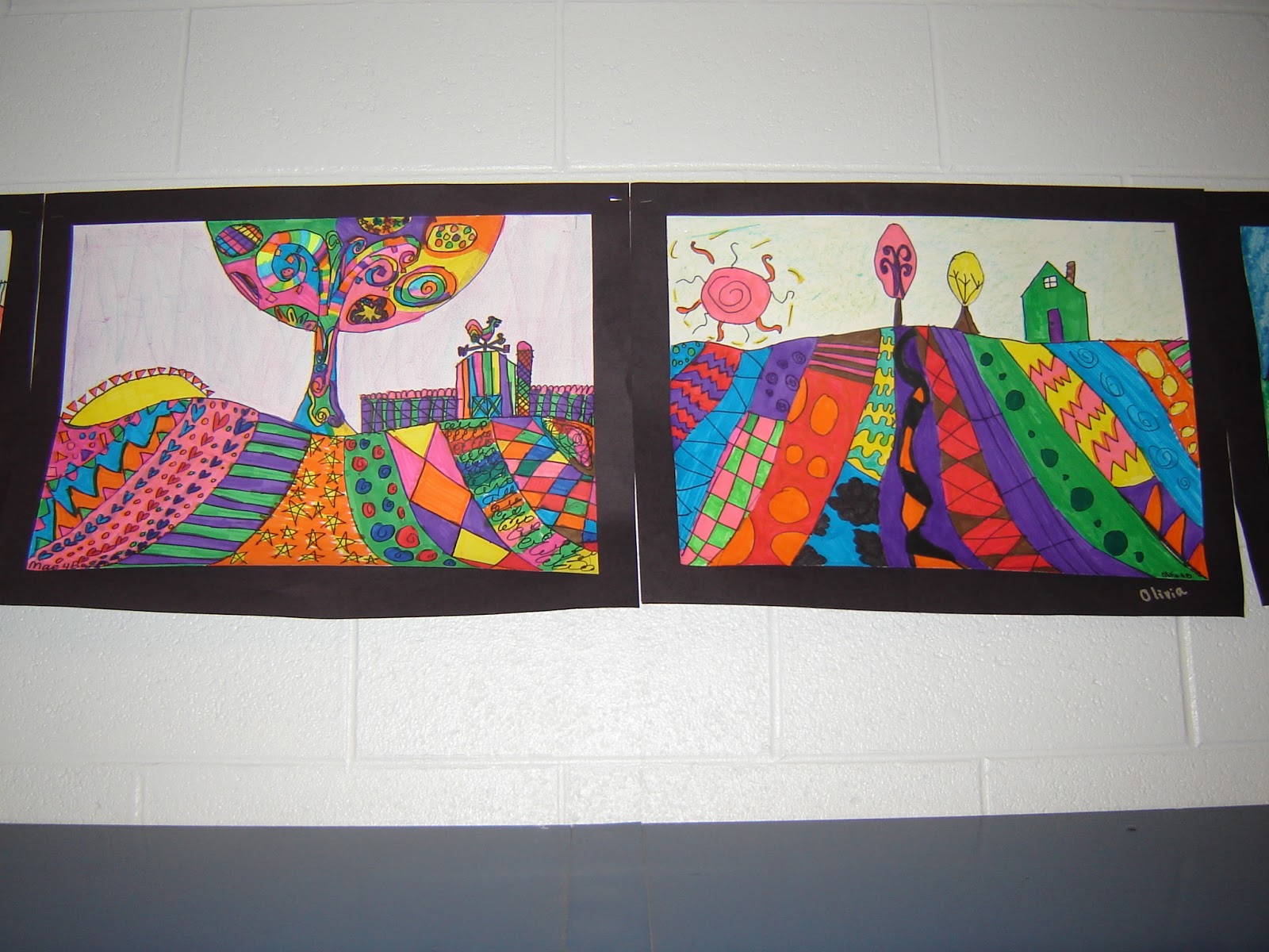 Jamestown Elementary Art Blog: 4th grade Heather Galler Folk Art Landscapes