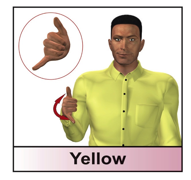 HearMyHands ASL: sign: YELLOW for letters X Y & Z