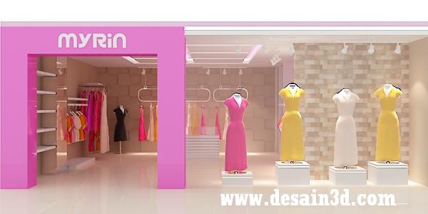 Desain butik busana cantik minimalis modern di mall - DESAINER 3D