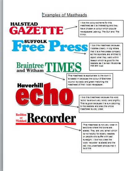 Examples Of Mastheads A2 Newspaper Media Project Examples Of Mastheads A2 Newspaper Media Project