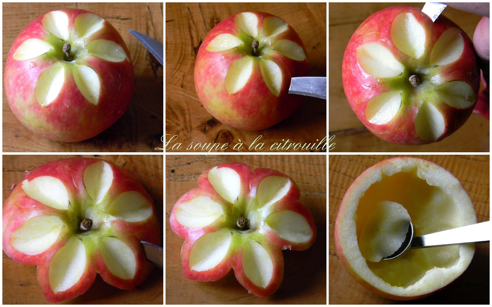La soupe à la citrouille: Les pommes fleurs