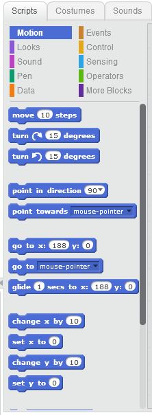 Block tab dan Scripts area - Pengenalan Scratch 3