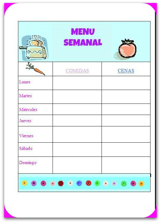 El rincón de Manoli: ♦ PLANTILLA PARA MENÚS