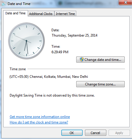 Command Prompt utility to Set and Display time zone in Windows 7