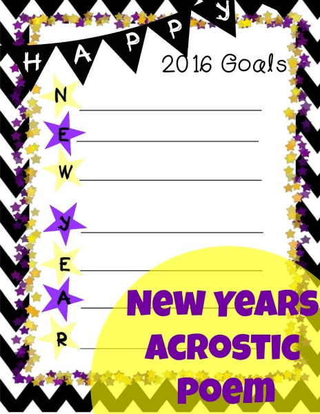 New Years Acrostic Printable Poem | School Time Snippets