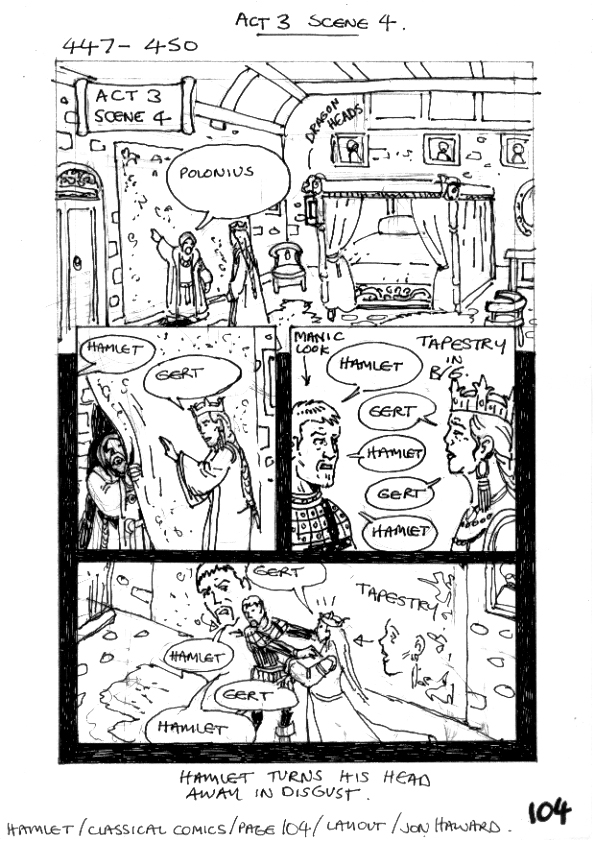 HAMLET ROUGH CUT: ACT 3 SCENE 4 LAYOUT ROUGHS