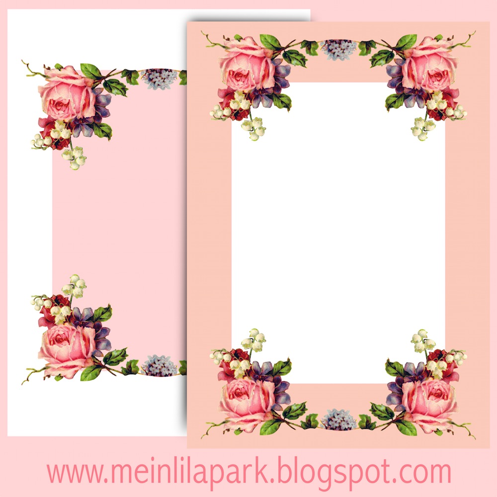Free printable vintage rose stationery - ausdruckbare Rosenkarten ...