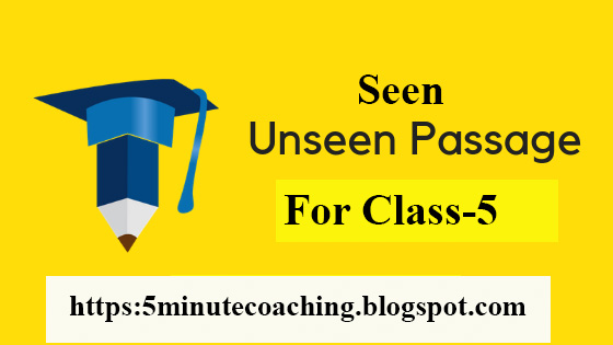 Seen Unseen Passage English Class 5 Model Test (1)