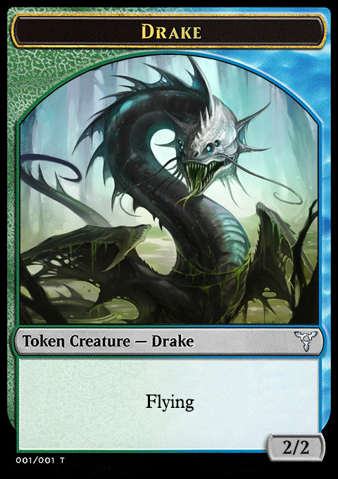 Card Stock: Custom Tokens #5: Green/Blue 2/2 Drake (from Leafdrake Roost)
