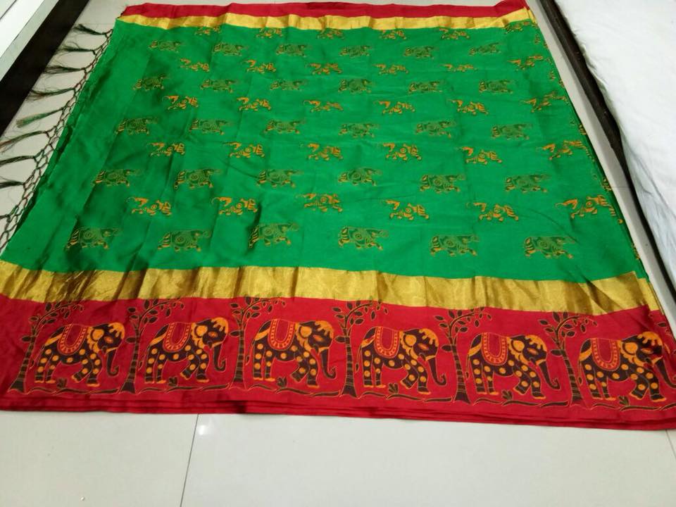New model cotton saree with Pigment work |Cotton sarees 2018